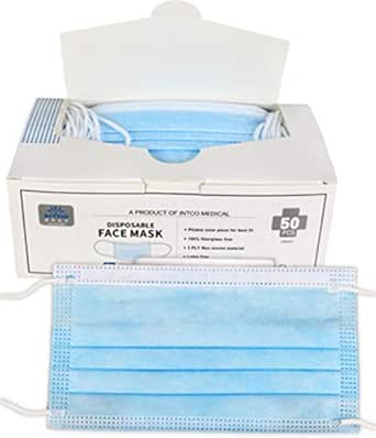 Amazon.com: Intco Medical Procedure Face Mask with Earloops, Blue, Box ...