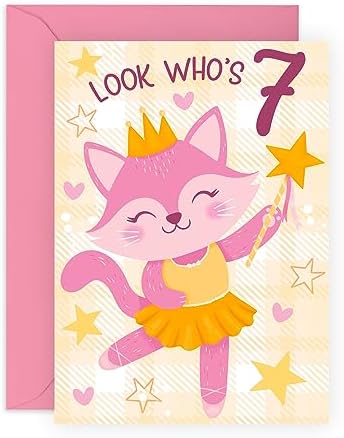 Amazon.com : CENTRAL 23 Happy 7th Birthday Card - Ballet Cat 7 ...