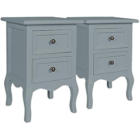 BTFY Grey Bedside Table – Baroque Nightstand – 1 Drawer Bedside Cabinet ...
