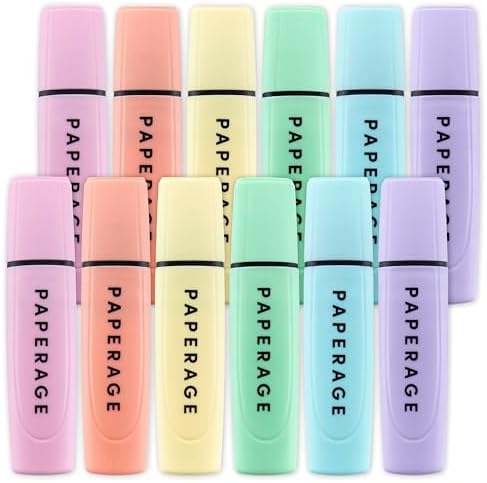 Amazon.com : PAPERAGE Recycled Highlighters, Assorted Pastel Colors ...
