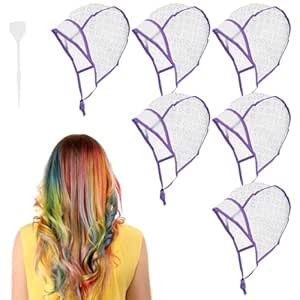 Amazon.com : WLLHYF 6 Pieces Hair Cap Dye Colouring Cap Highlighting ...