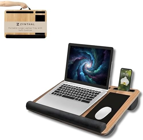 Lap Tray with Cushion for Laptop & Mouse – Portable Lap Desk for Bed ...