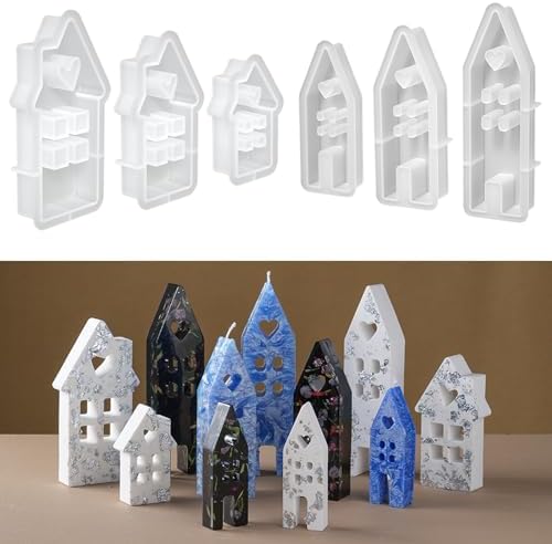 Amazon.com: 6-Hole Different House Shapes Design Silicone Mold for ...