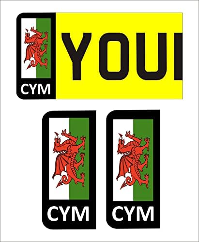 2 x Wales CYM Badge Car Number Plate Self-Adhesive Vinyl Stickers UK ...