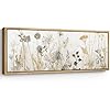 Amazon.com: SIGNFORD Large Framed Canvas Print Wall Art Botanical Wildflowers Neutral Tones ...