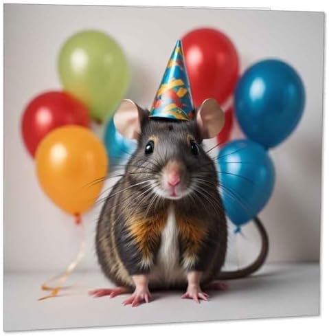 Rat Birthday Card Cute Rat 145 x 145mm : Amazon.co.uk: Stationery ...