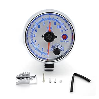 Amazon.com: 3.75" 95mm Tachometer RPM Gauge White Face Blue Dial LED 0 ...