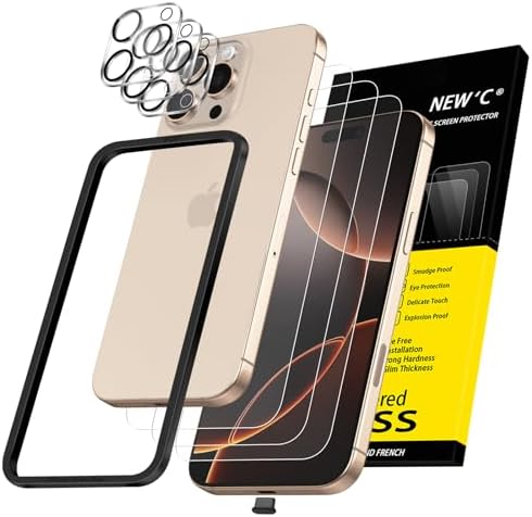 NEW'C 3x for iPhone 16 Pro Max Screen Protector (6.9 inches)+ 3x Camera ...