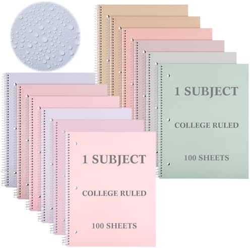 Amazon.com : Geyoga 12 Pcs Poly Plastic Spiral Notebook, 1 Subject ...