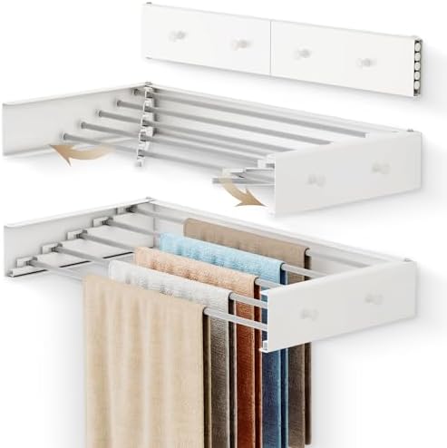 Amazon.com: Wall Mounted Collapsible Clothes Drying Rack - Compact ...