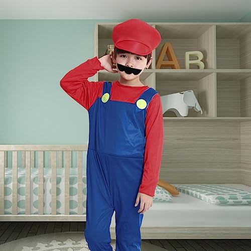 Partymall Mario Bros Costume for Adult/Kids with Bodysuit, Mario Cap ...