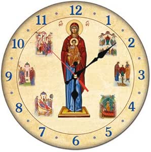 Amazon.com: Christian Custom Wooden Wall Clock Virgin Mary icon, Greek ...