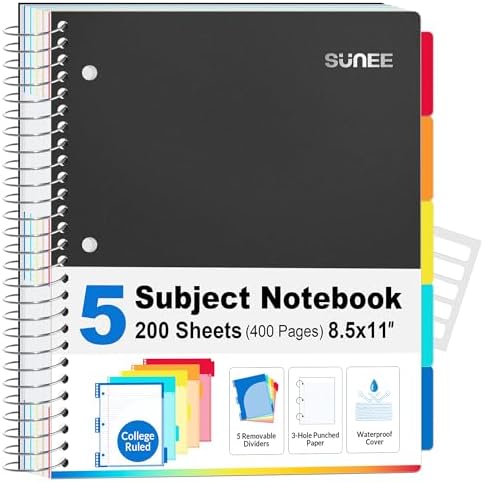 Amazon.com : Five Star Spiral Notebook + Study App, 5 Subject, College ...
