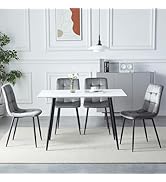 HomJoy Dining Table and 4 Chairs Set, Modern Design PU Seat Lounge ...