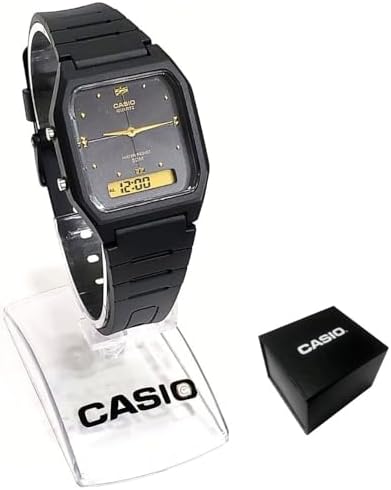 CASIO Men's Duo Dual Time Zone Analog Digital Watch, Black Dial, Black ...