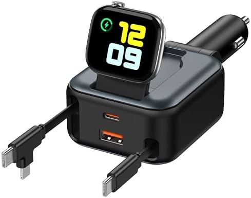 Amazon.com: 6 in 1 Retractable Car Charger, 100W USB C + USB A Fast ...