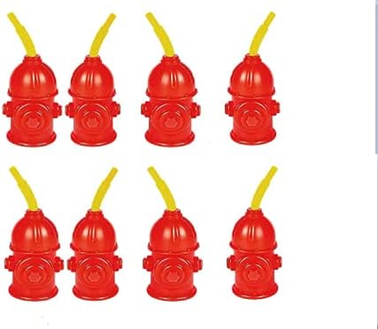Amazon.com: Fun Express Straw Fire Hydrant Cups with Lids - (Pack of 8 ...