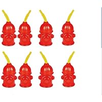 Amazon.com: Fun Express Straw Fire Hydrant Cups with Lids - (Pack of 8 ...