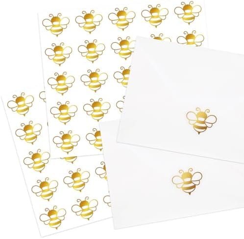 Amazon.com: Whaline 500Pcs Cute Bee Stickers Gold Foil Envelope Seal ...