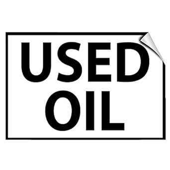 Used Oil Hazard Waste Label Decal Sticker 7 Inches X 5 Inches: Amazon ...