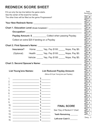 Redneck Score Sheet: Let's Spend a Good Time Playing Redneck Life Game ...
