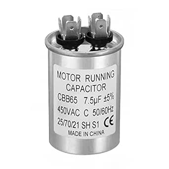 PATIKIL 7.5uF ±5% 7.5MDF 450V AC Fan Start Capacitor, CBB65 Circular Run Capacitor for AC Motor ...