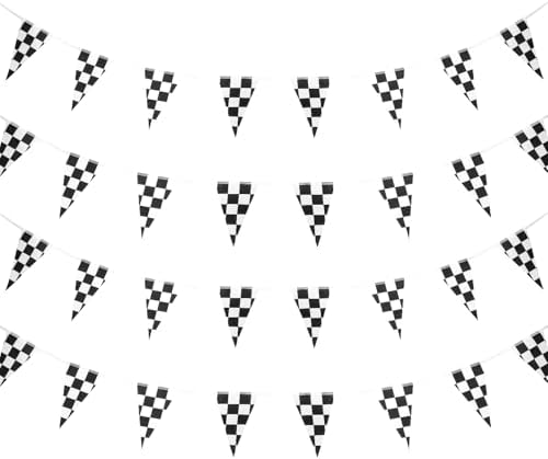 Amazon.com: RUBFAC 170ft 120pcs Black and White Checkered Flag Banner ...