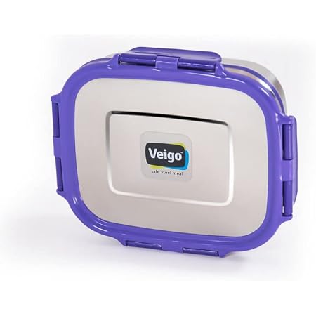 Veigo Stainless Steel Lunch Box - 1 Violet Containers (1 Lunch Box ...