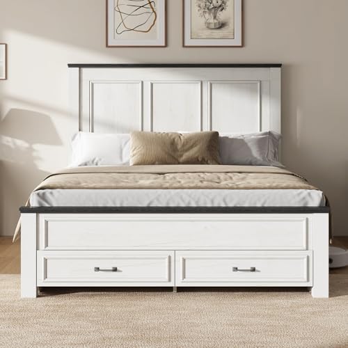 Amazon.com: AMERLIFE 52.2" Queen Size Farmhouse Bed Frame with Tall ...