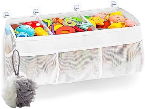 HYEPNED Bath toy storage net, bath toy storage bag with 3 horizontal ...