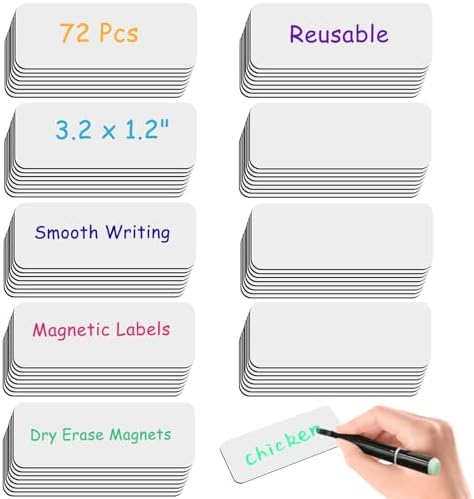 Amazon.com : 60 Dry Erase Magnetic Labels: 3"x1.2" Blank White Name ...