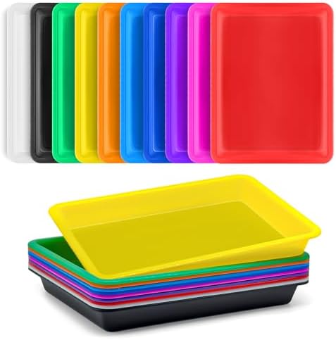 10 Pack Colorful Plastic Art Trays,10 Colors Activity Crafts Tray ...