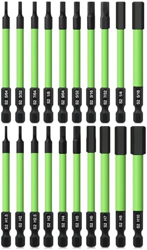 GrenPRO Impact Hex Head Allen Wrench Drill Bit Set 20pcs (Metric&SAE) 2 ...