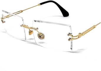 Leopard Arm Glasses Silver Metal Rimless Square Glasses - Vintage 90's ...