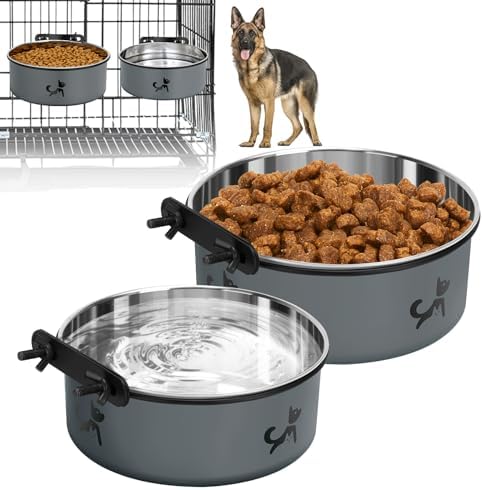 Pet Supplies : Crate Water Bowl No Spill, 2 Pack Hanging Dog Bowls for ...