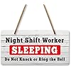 Amazon.com: Night Shift Worker Sleeping Sign Hanging Plaque for Home ...