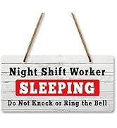 Amazon.com: Night Shift Worker Sleeping Sign Hanging Plaque for Home ...