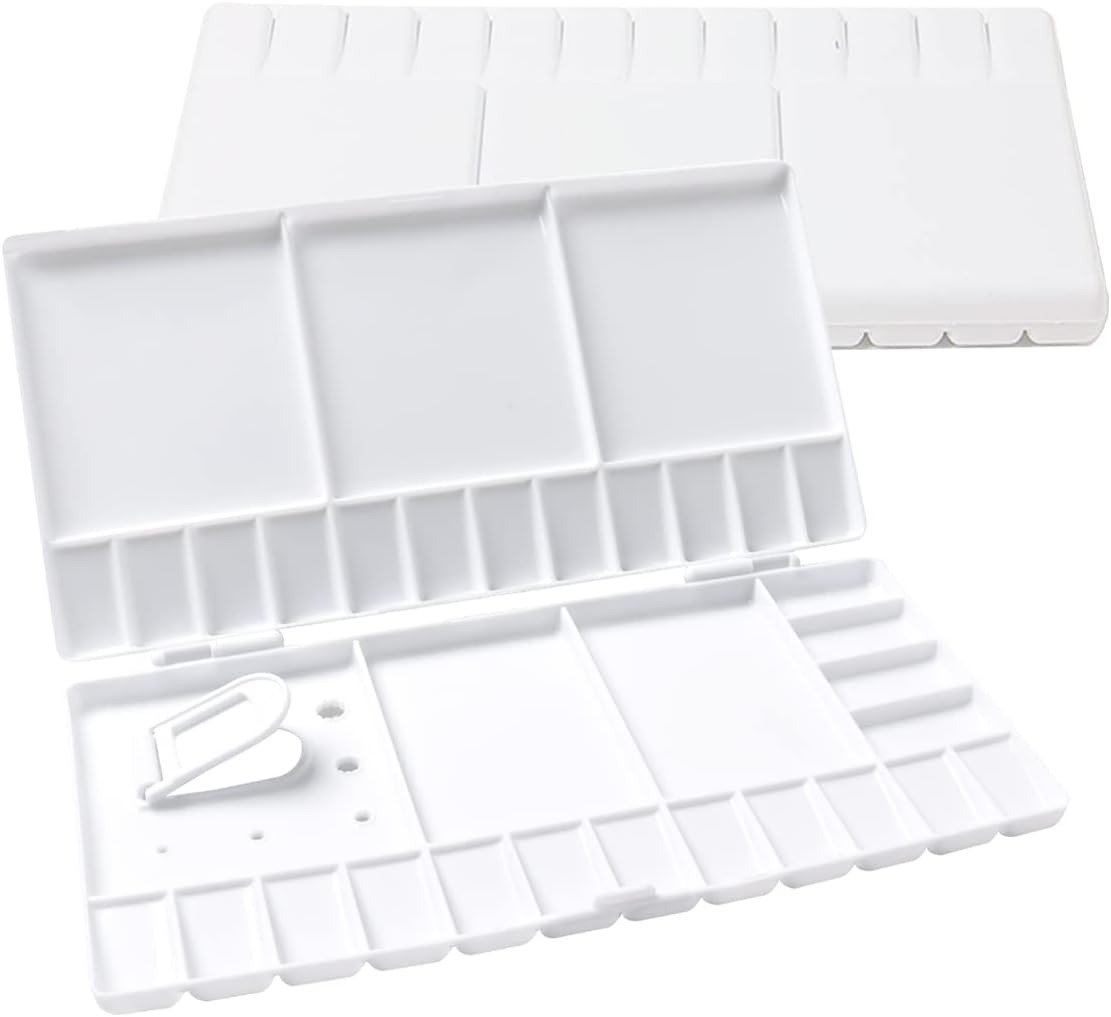 Amazon.com: 2 Pieces Folding Paint Palette Plastic Palette Box Art ...