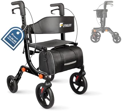Amazon.com: Flyingjoy Lightweight Rollator Walker with Seat for Seniors ...