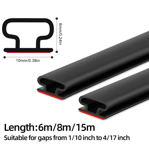 6M Black D-Shape Rubber Door Seal, UPVC Window Weather Strip ...