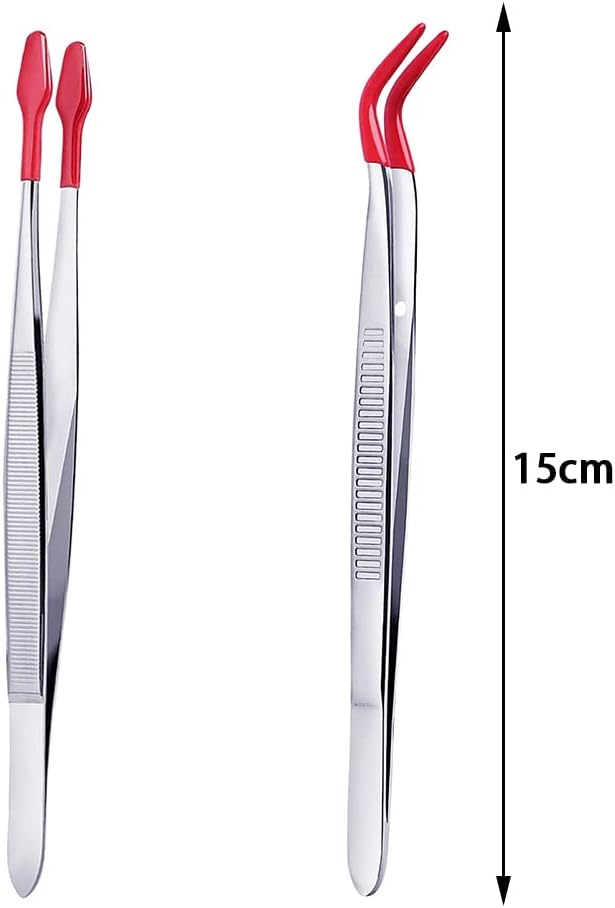 2 Pcs Rubber Tipped Tweezers Stainless Steel Soft Flat Head Tweezers ...