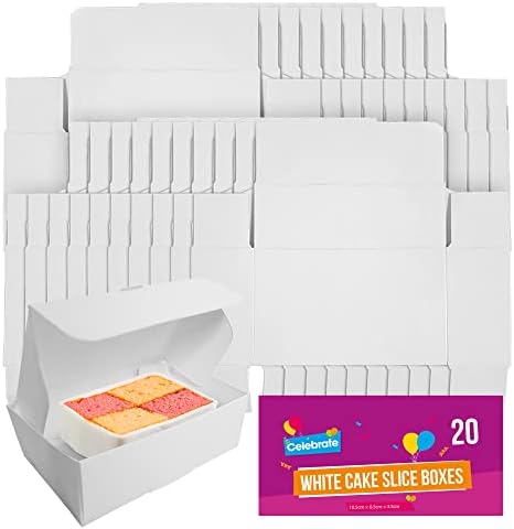 SOL 20pk White Cake Slice Boxes - Small Individual Cake Boxes for Cake ...