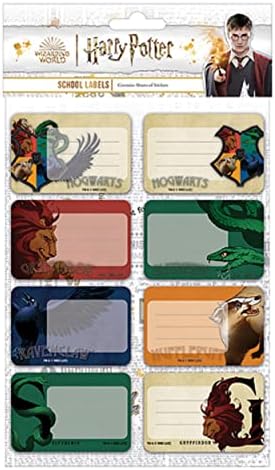 Harry Potter Lot d'étiquettes scolaires Motif maisons de Poudlard ...