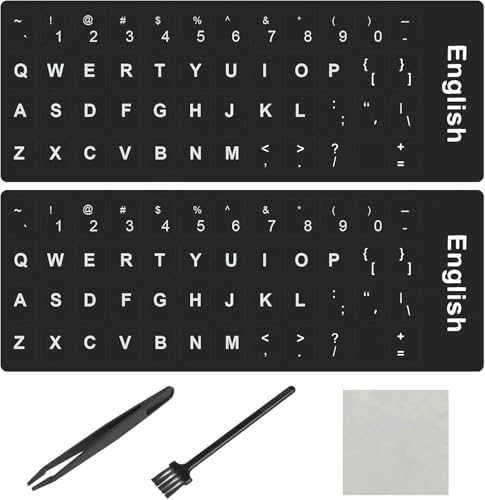 Amazon.com: 2PCS English Keyboard Stickers with Tweezer, Universal ...