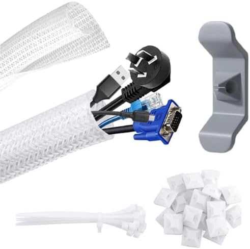 White - 2m - Cable Tidy - Spiral Cable Wrap - Includes Fitting Tool ...