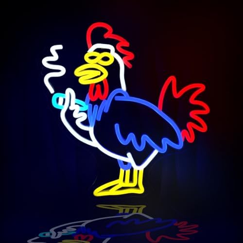 Amazon.com : ineonlife Rooster Chicken Neon Sign Red Blue Led Signs for ...