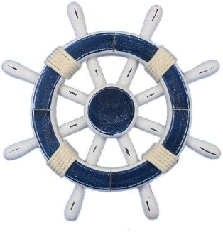 Amazon.com: Hampton Nautical Rustic Dark Blue and White Ship Wheel, 12 ...