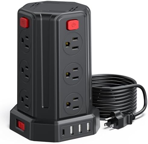 Amazon.com: AnnTane Surge Protector Power Strip 10 FT Cord, Power Strip ...
