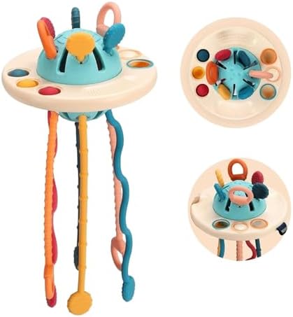 Buy Samip Silicone Teether Montessori Toy, Silicone Pull Cord Activity ...