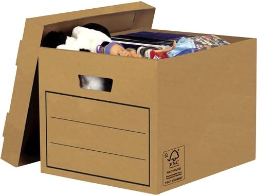 10 BANKERS BOX Mulit-Use Storage Box with Lids - Cardboard Storage Box ...